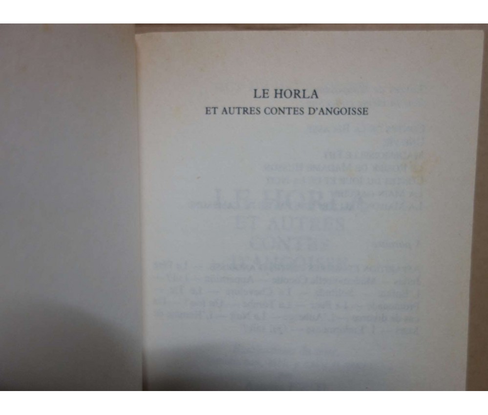LE HORLA - Maupassant - Ed. Garnier Flammarion, 1984 - par