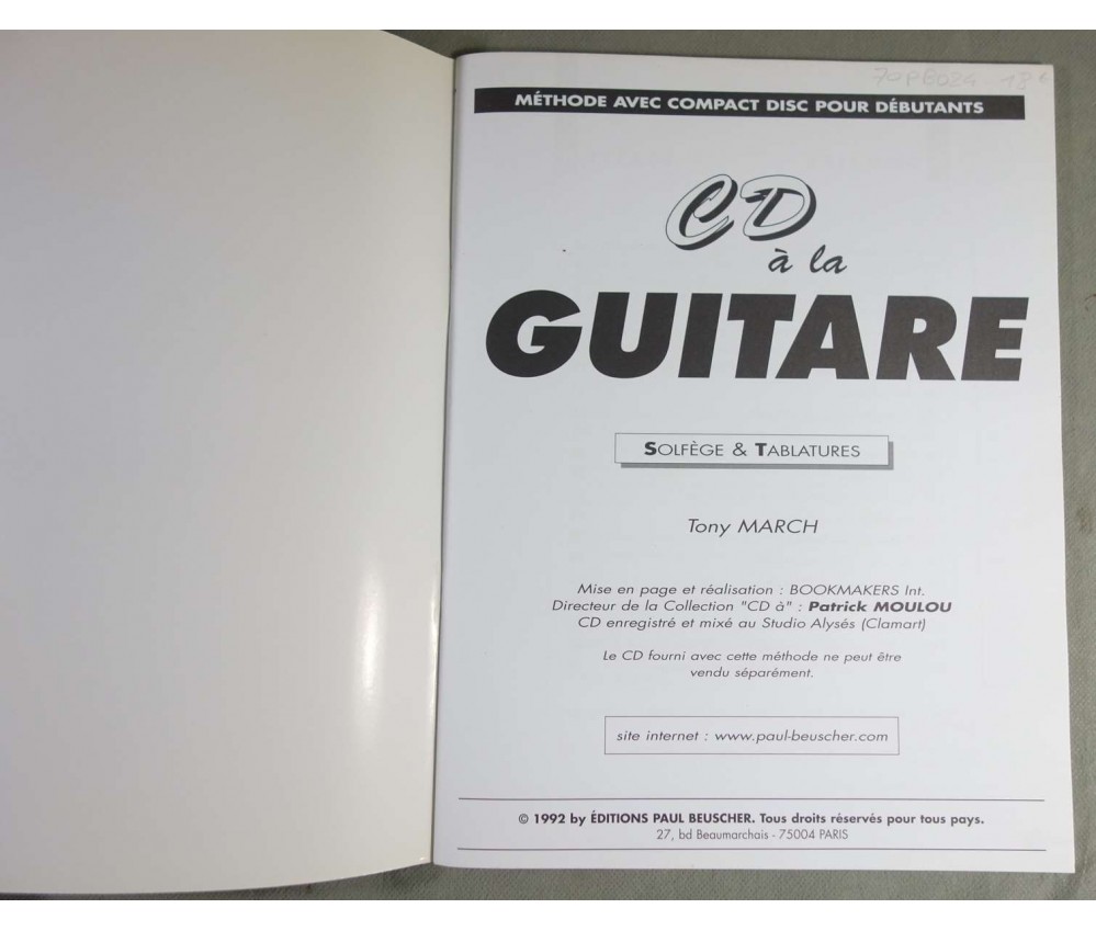 CD à la guitare - sans CD par Tony March,
